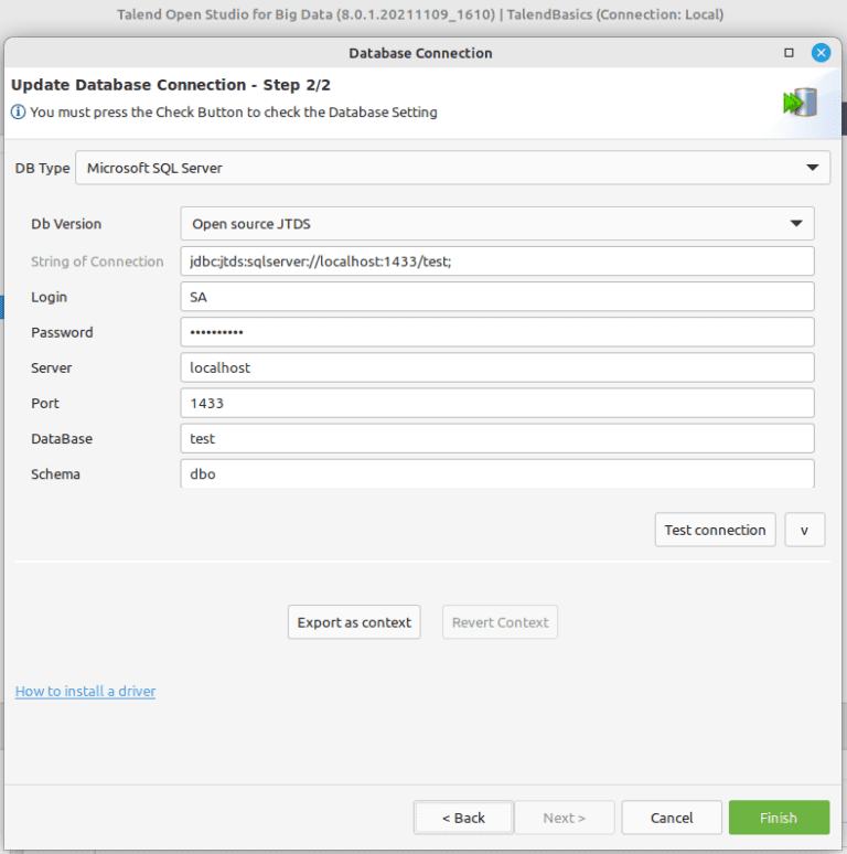 How to use Microsoft SQL Server in Talend Open Studio